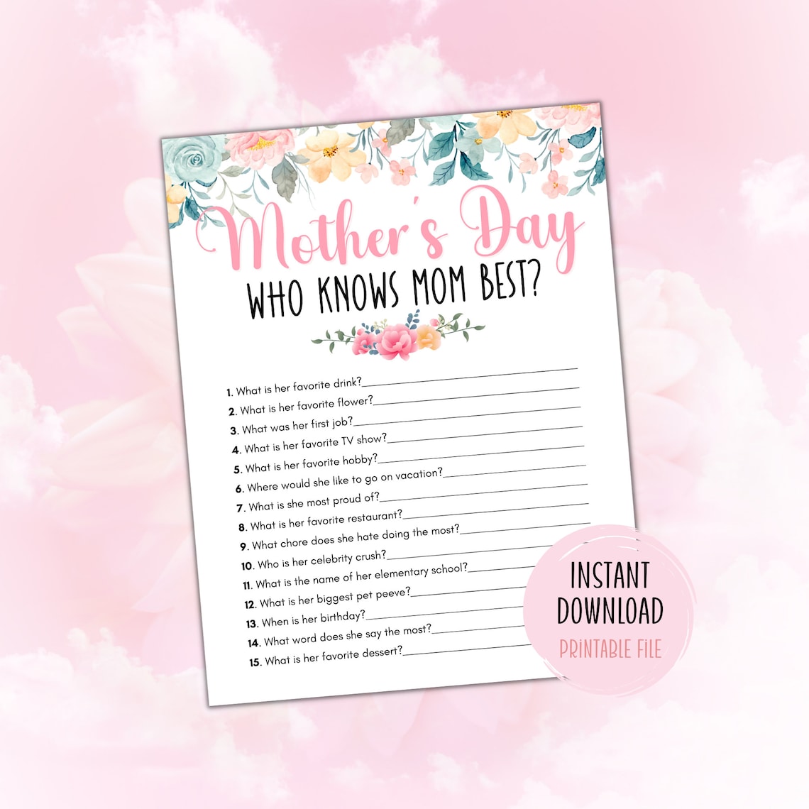 Mothers Day Who Knows Mom Best Game | Mother's Day Games | Who Knows ...