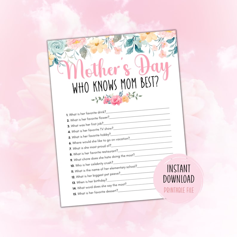Mothers Day Who Knows Mom Best Game | Mother's Day Games | Who Knows ...