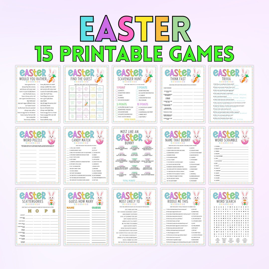 Easter Party Games Bundle, Family Easter Games, Printable Easter Party ...