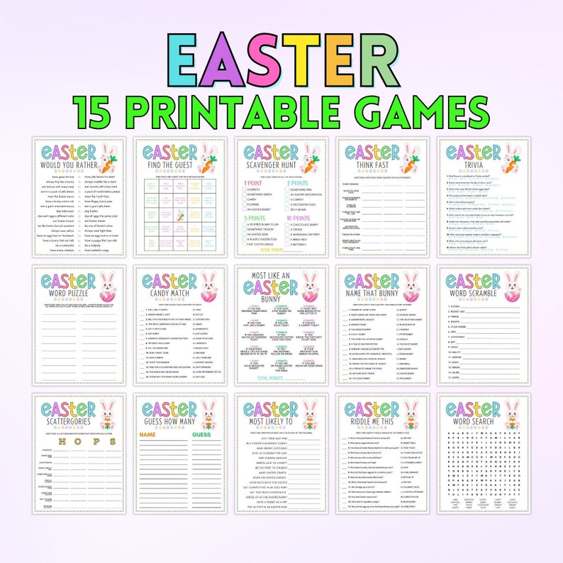 Easter Party Games Bundle, Family Easter Games, Printable Easter Party ...