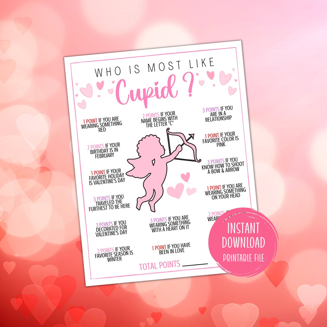 Who is Most Like Cupid Printable Valentine's Game Office School Party ...