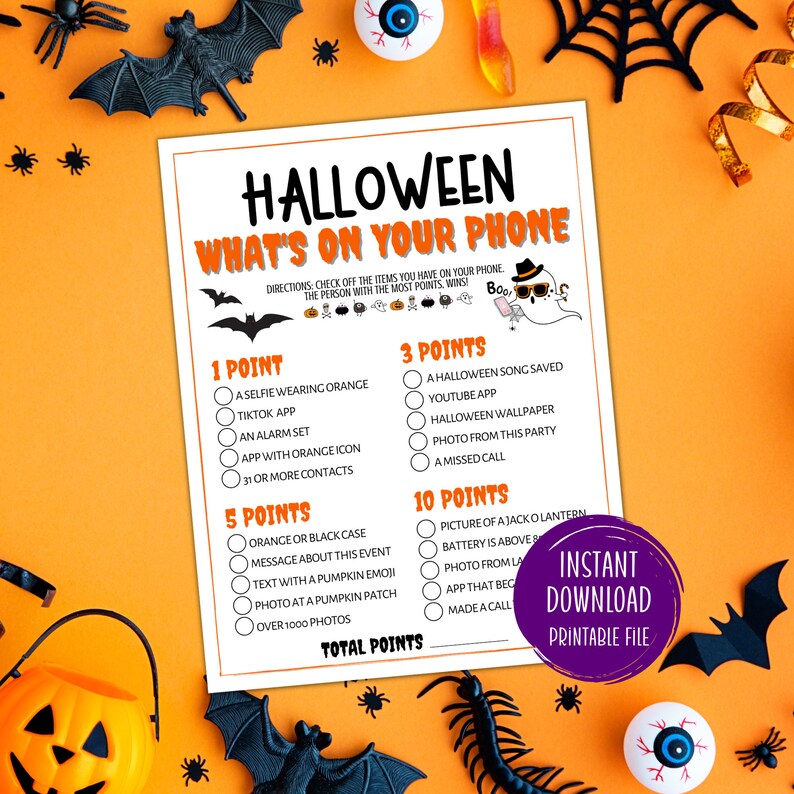 Halloween What's on Your Phone Printable Game Halloween - Etsy