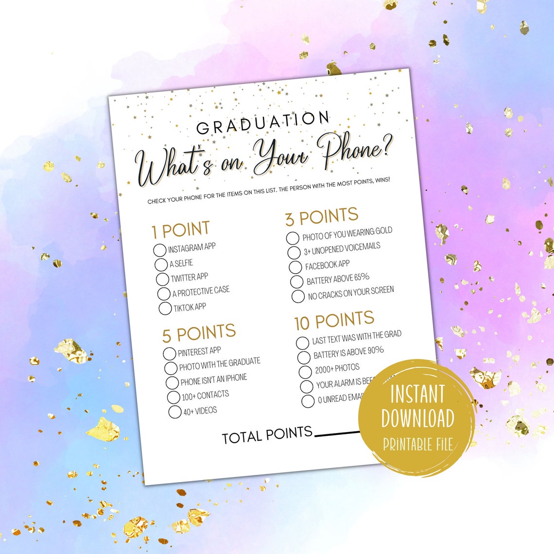 What's on Your Phone Printable Game | Graduation Games | Grad What's in ...