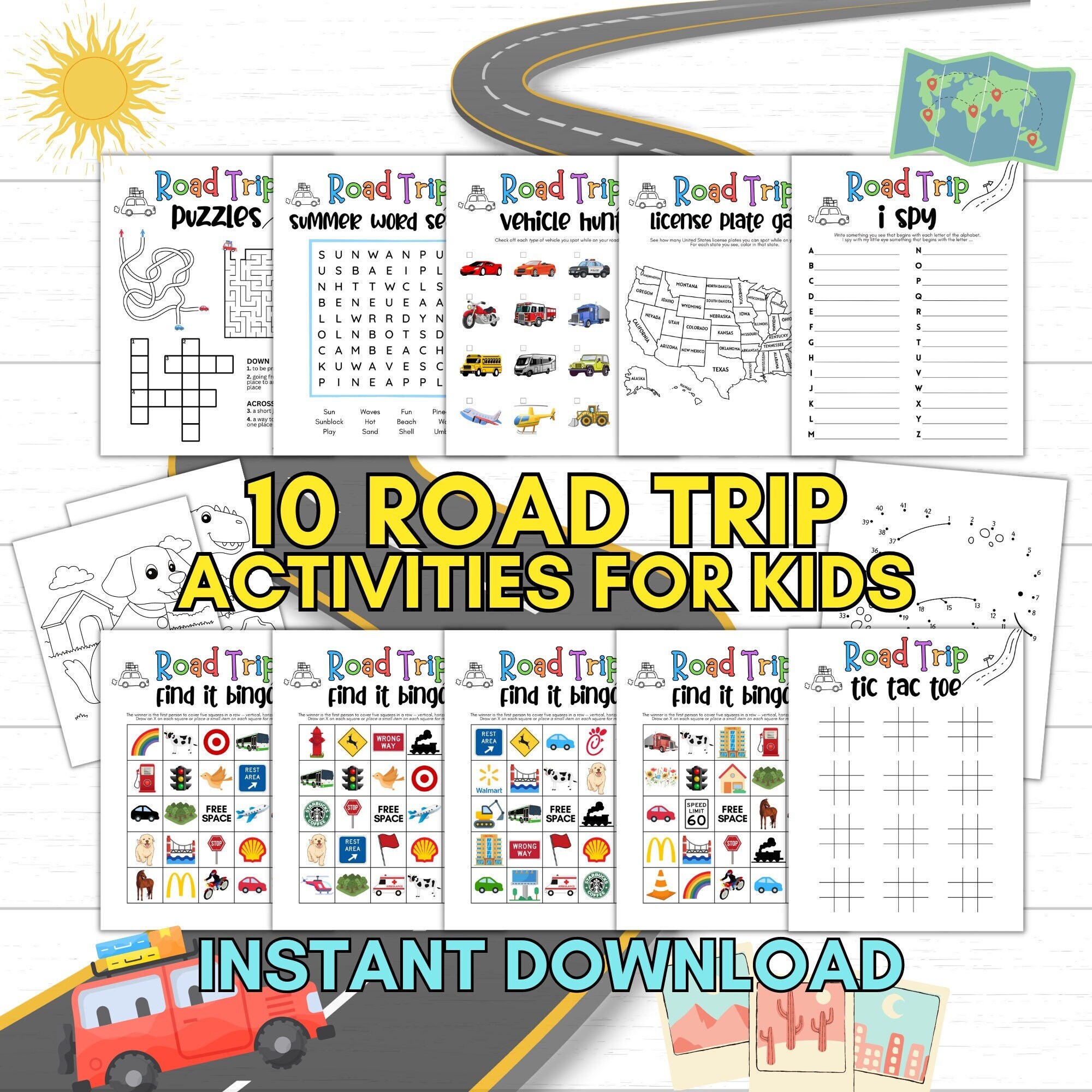Road Trip Games for Kids Printables for Car Ride Games Summer ...