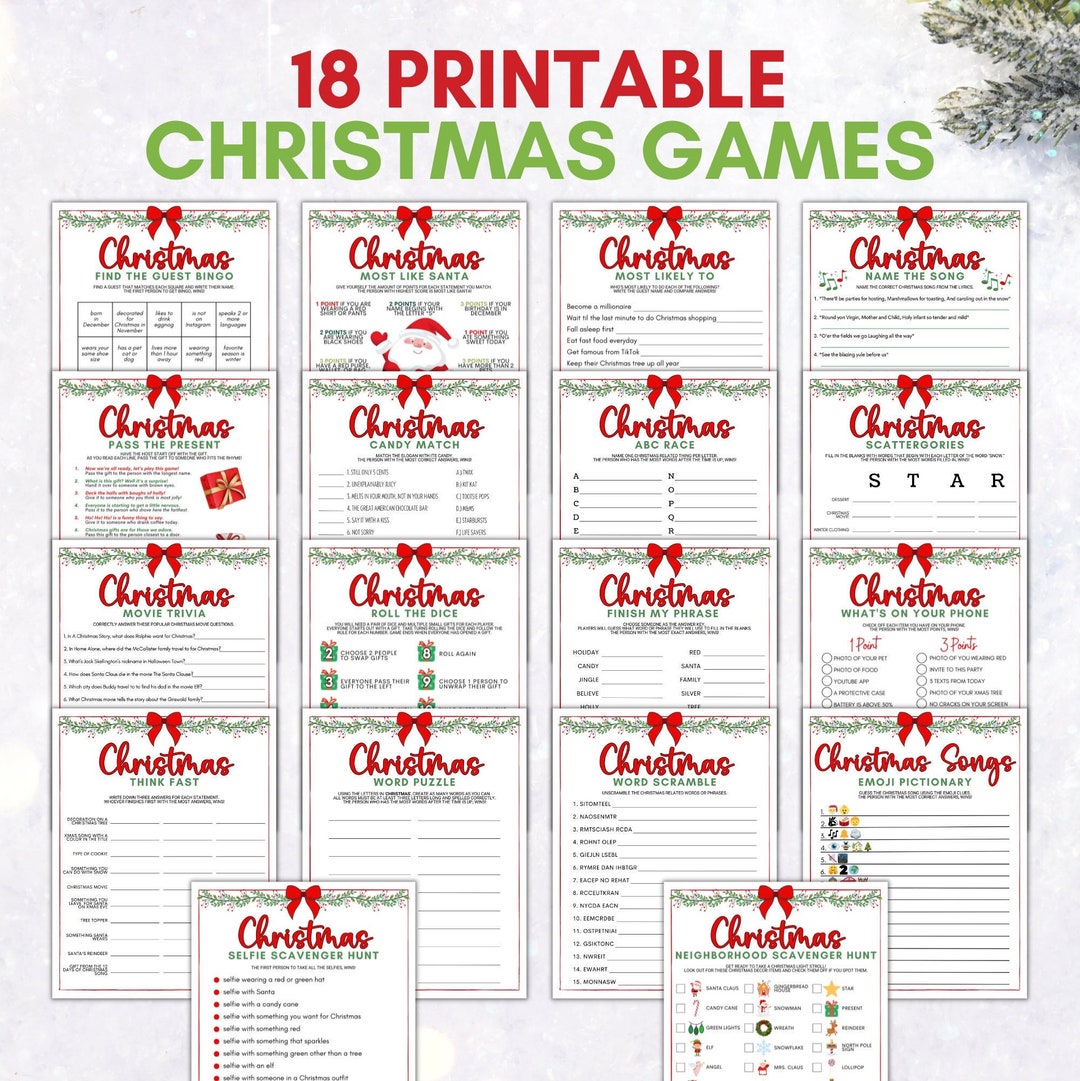 Printable Christmas Game Bundle Party Games for Office Party Family ...