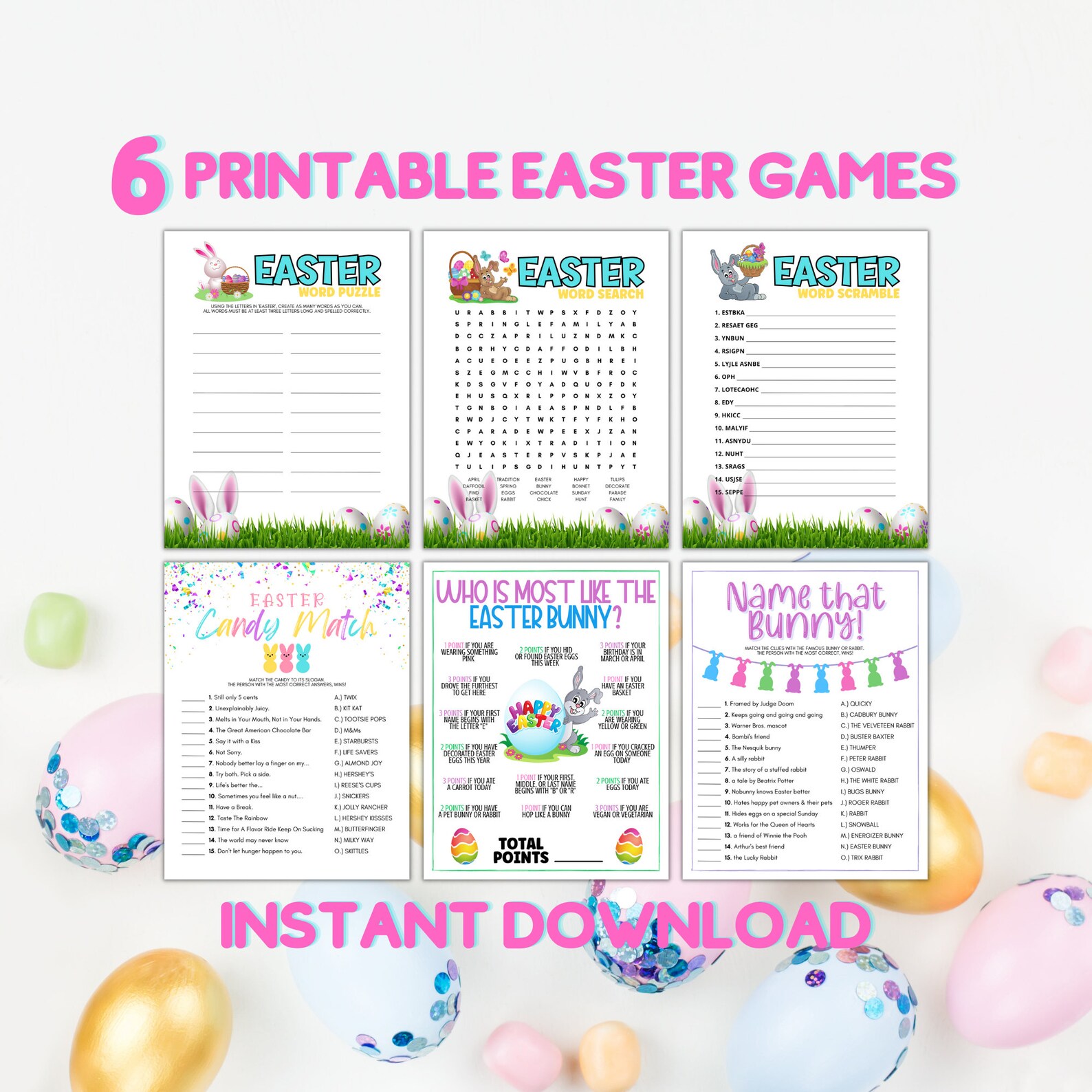 Easter Games Printables Bundle Games for Kids and Adults Family Teens ...