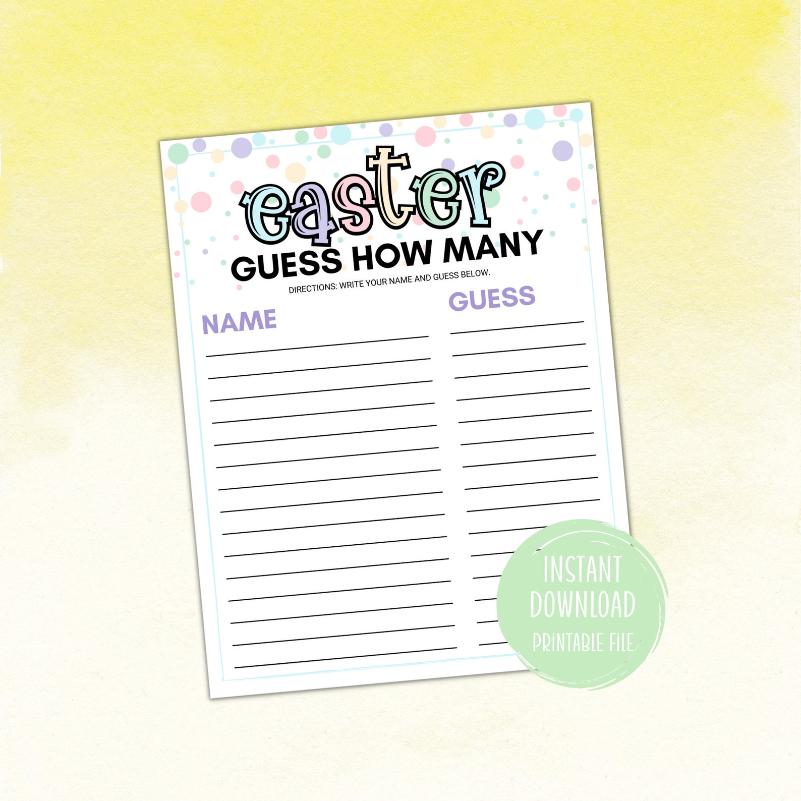 Easter Guess How Many Jelly Beans in the Jar Print Sheet How Many Game ...