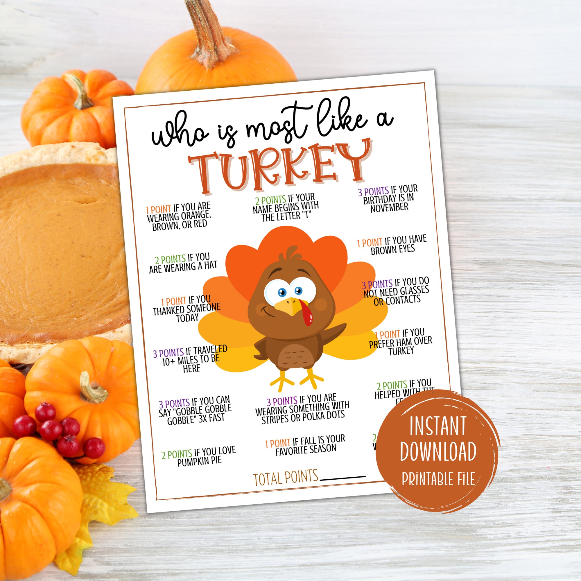 Who is Most Like a Turkey Thanksgiving Game Printable Office - Etsy