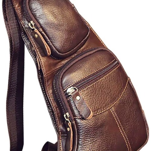Genuine Leather Sling Bag Vintage Chest Shoulder Bag Crossbody - Etsy