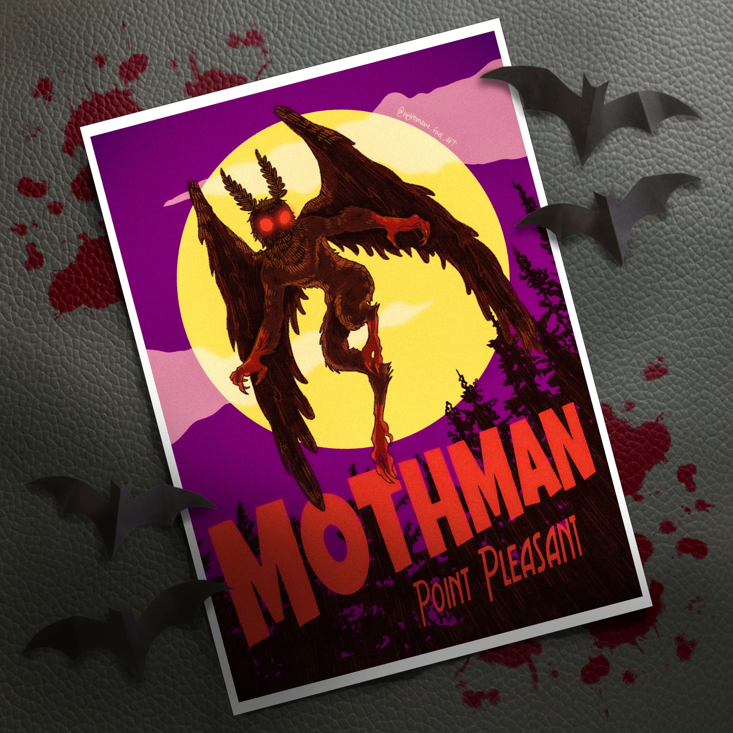 Mothman Cryptid Creatures Inspired A5 Print - Etsy