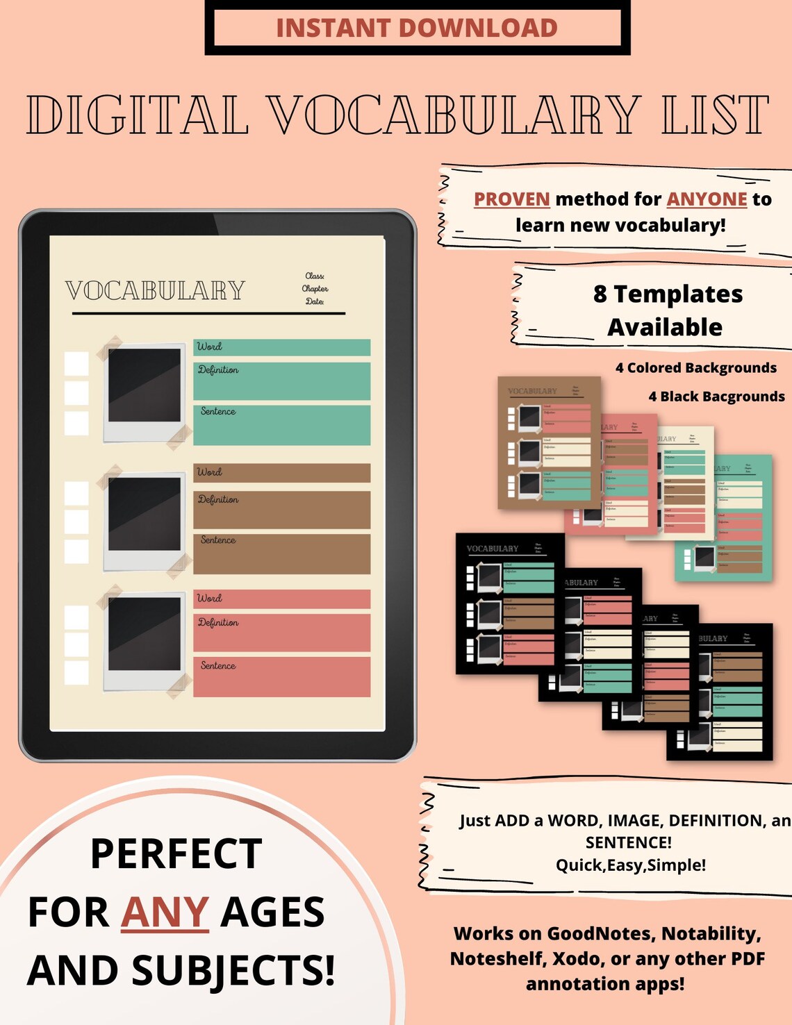 Active Recall, Digital Voca Study Note, Vocabulary Note, Language ...