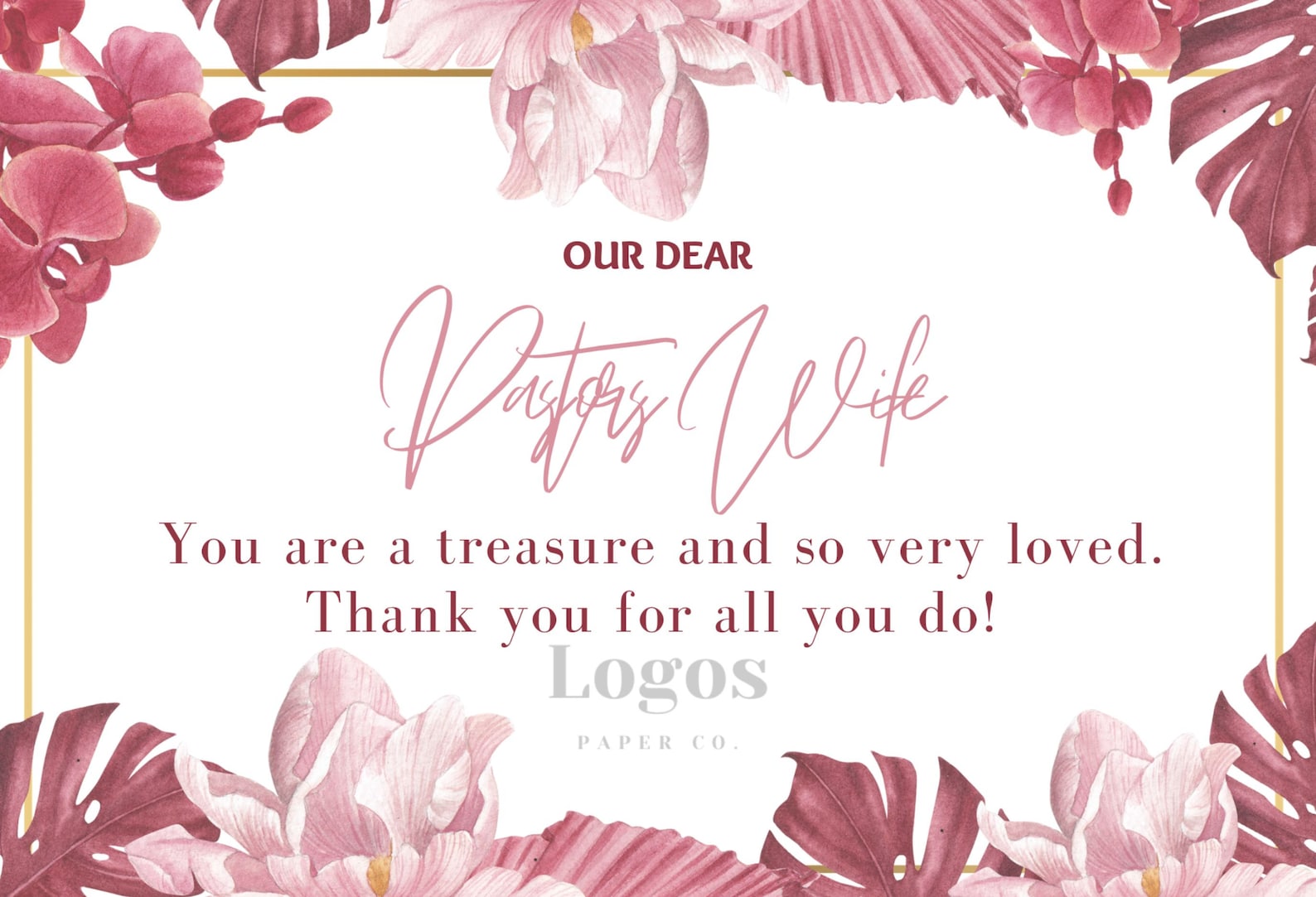 Pastors Wife Appreciation Pink DIGITAL Greeting Card - Etsy