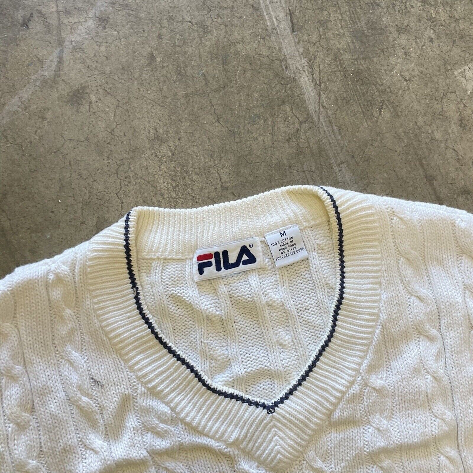 Fila Vest Jumper Tennis Crest 90s Cable Knit Knitted Sweater - Etsy