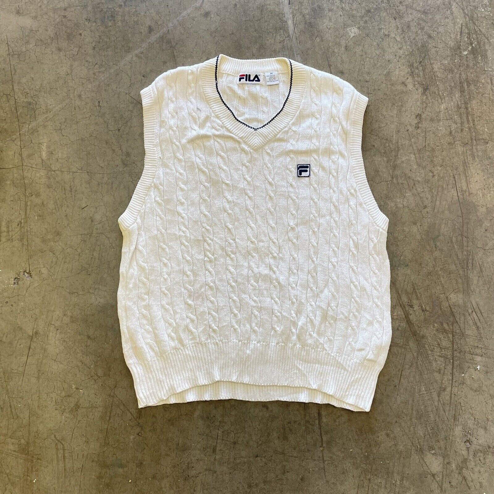 Fila Vest Jumper Tennis Crest 90s Cable Knit Knitted Sweater - Etsy