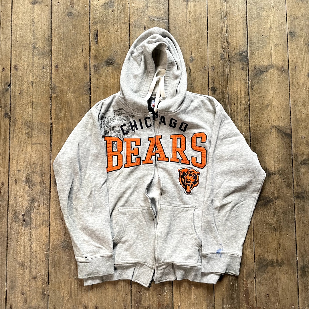 NFL Chicago Bears Hoodie Full Zip Sports Sweatshirt Grey - Etsy