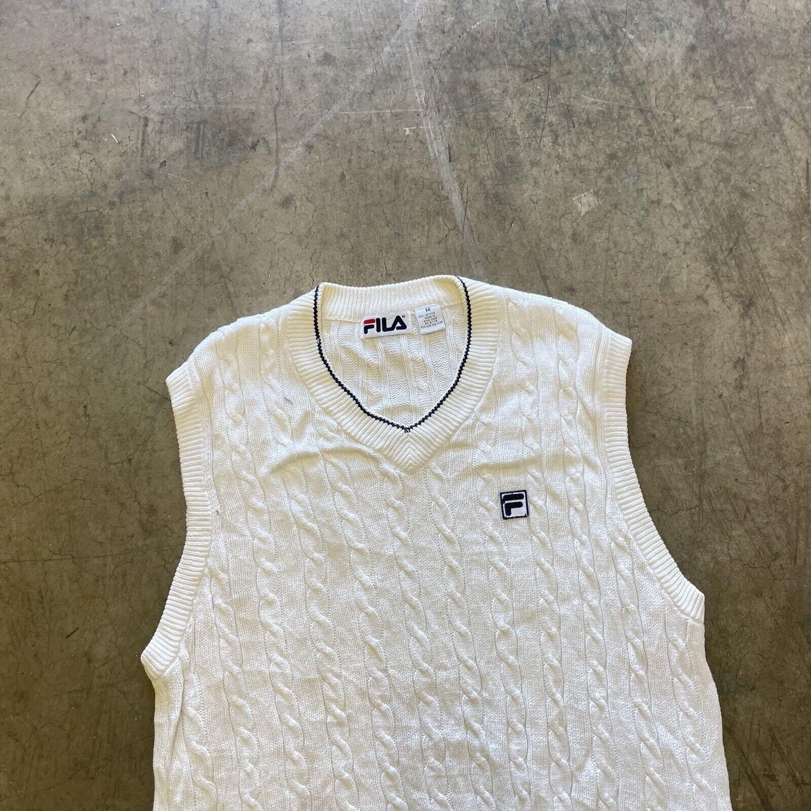 Fila Vest Jumper Tennis Crest 90s Cable Knit Knitted Sweater - Etsy