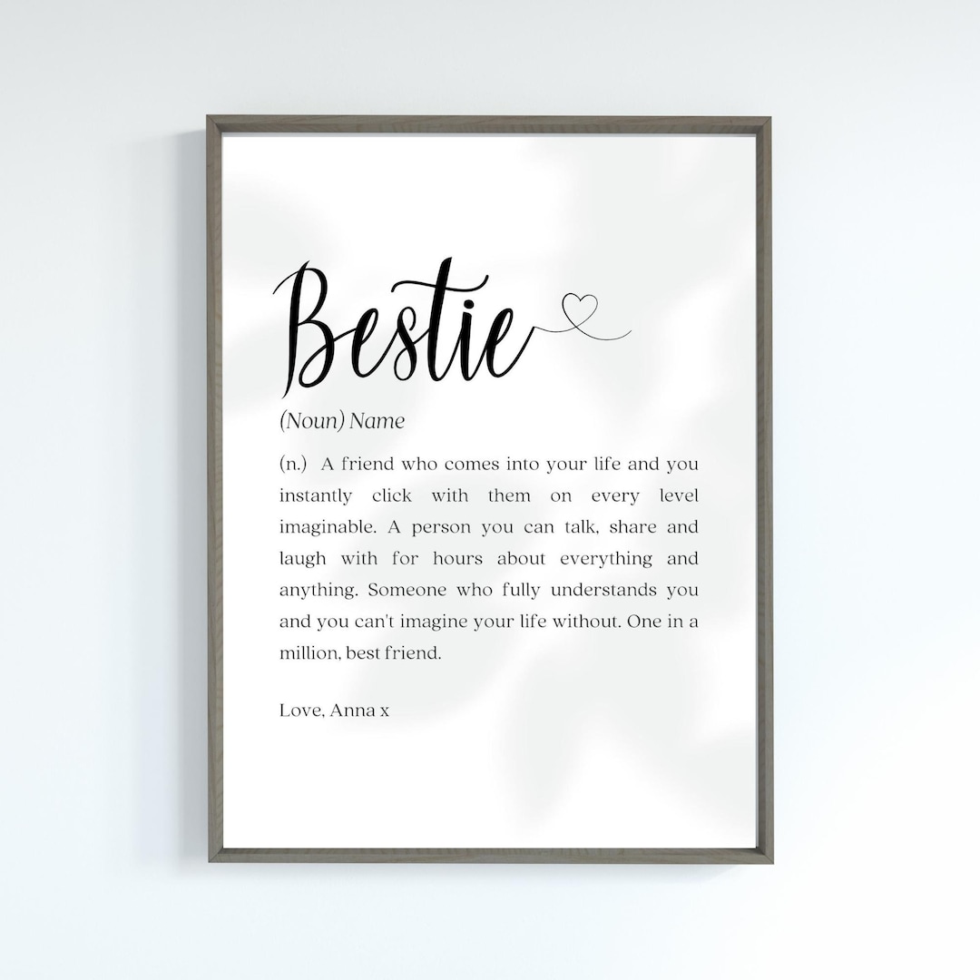 Bestie Definition Print, Personalised Gifts, Best Friend Gift, Best ...