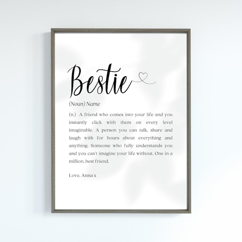 Bestie Definition Print, Personalised Gifts, Best Friend Gift, Best ...