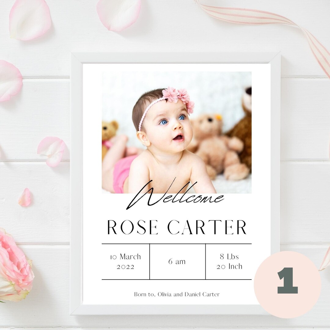 New Baby Personalised Print | Custom Photo Gift | Custom Baby Name ...