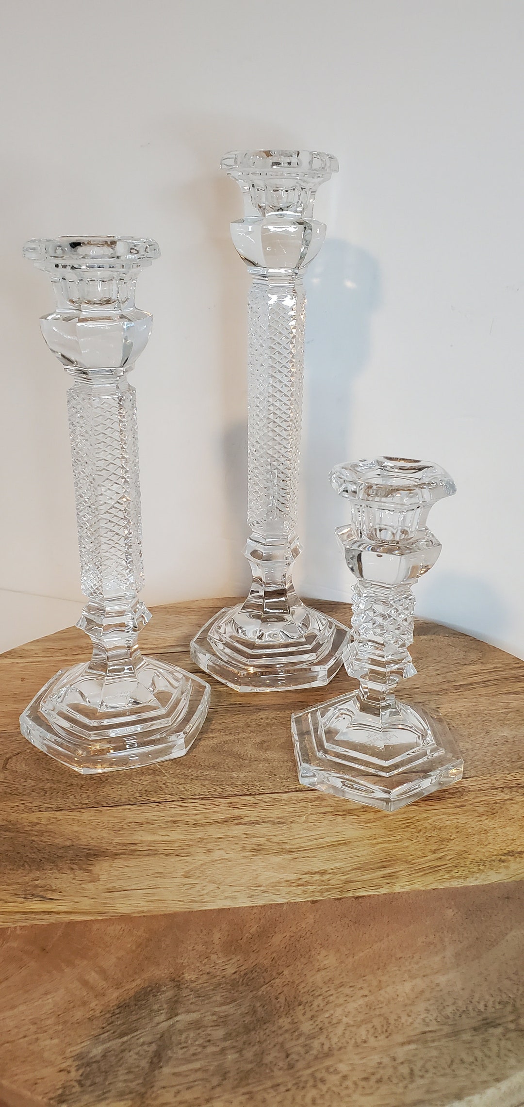 Set of 3 Goebel Crystal 1979 Tiered Taper Candle Holders - Etsy