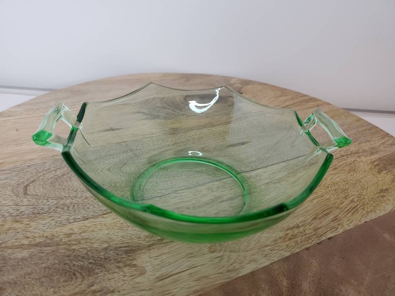 Green Depression Glass Bowl With Handles