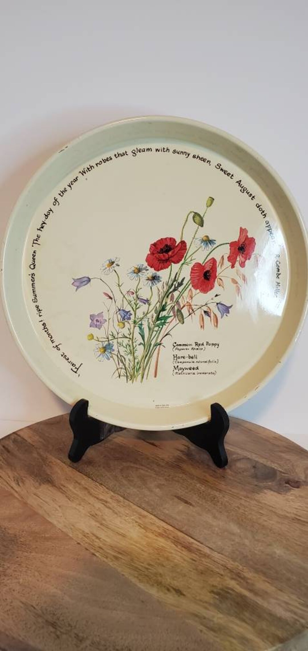 12" Vintage Metal Poppy Serving Tray Made in England - Etsy