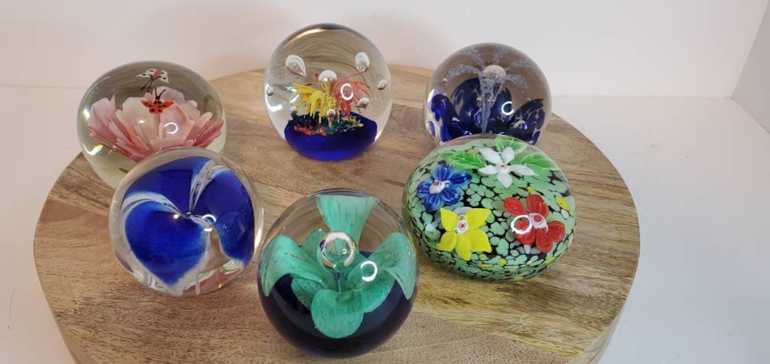 Vintage Gorgeous Glass Paperweights - Etsy