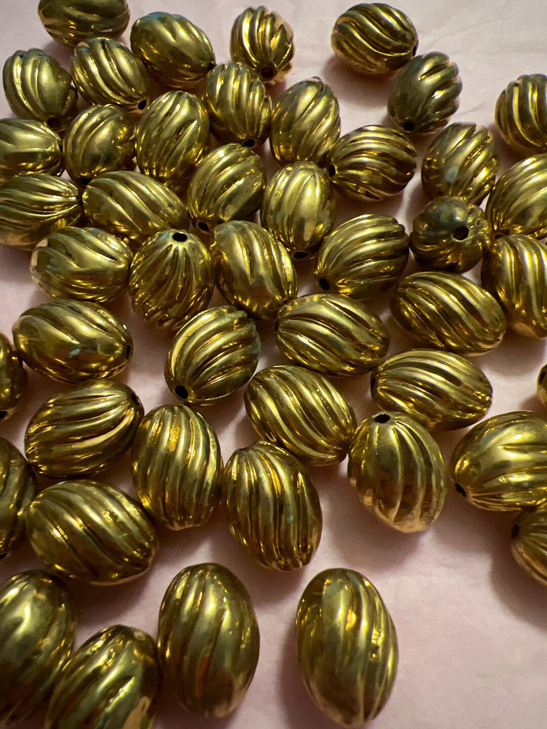 10 Vintage Golden Fluted Lucite Beads Made in Germany | 1980s - Etsy