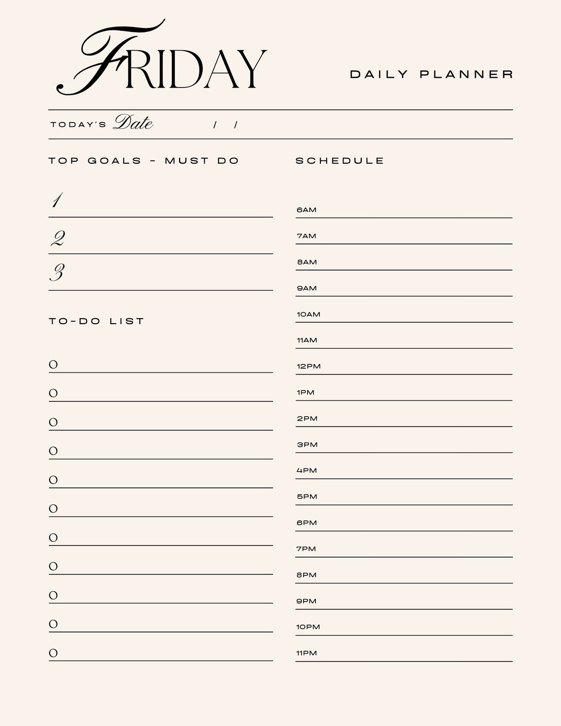 Elegant Daily Planner: Printable PDF & PNG (8x11) - Etsy