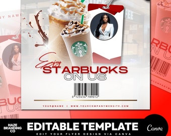 Coffee Treat for You Flyer, DIY Flyer Template Design, Starbucks Giveaway Flyer, Coffee on Me ...