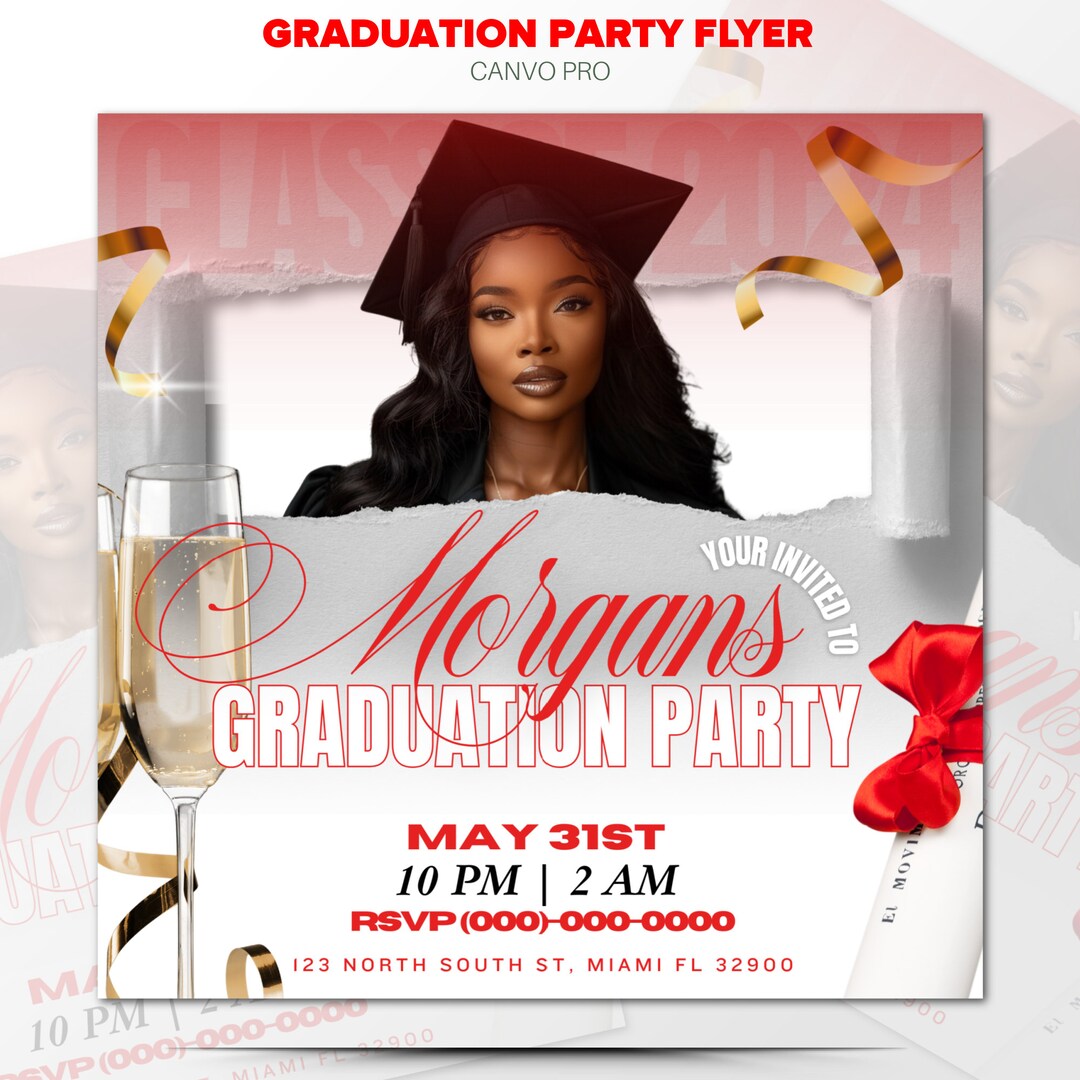 Graduation Party Flyer, DIY Flyer Template Design, Graduation Party ...