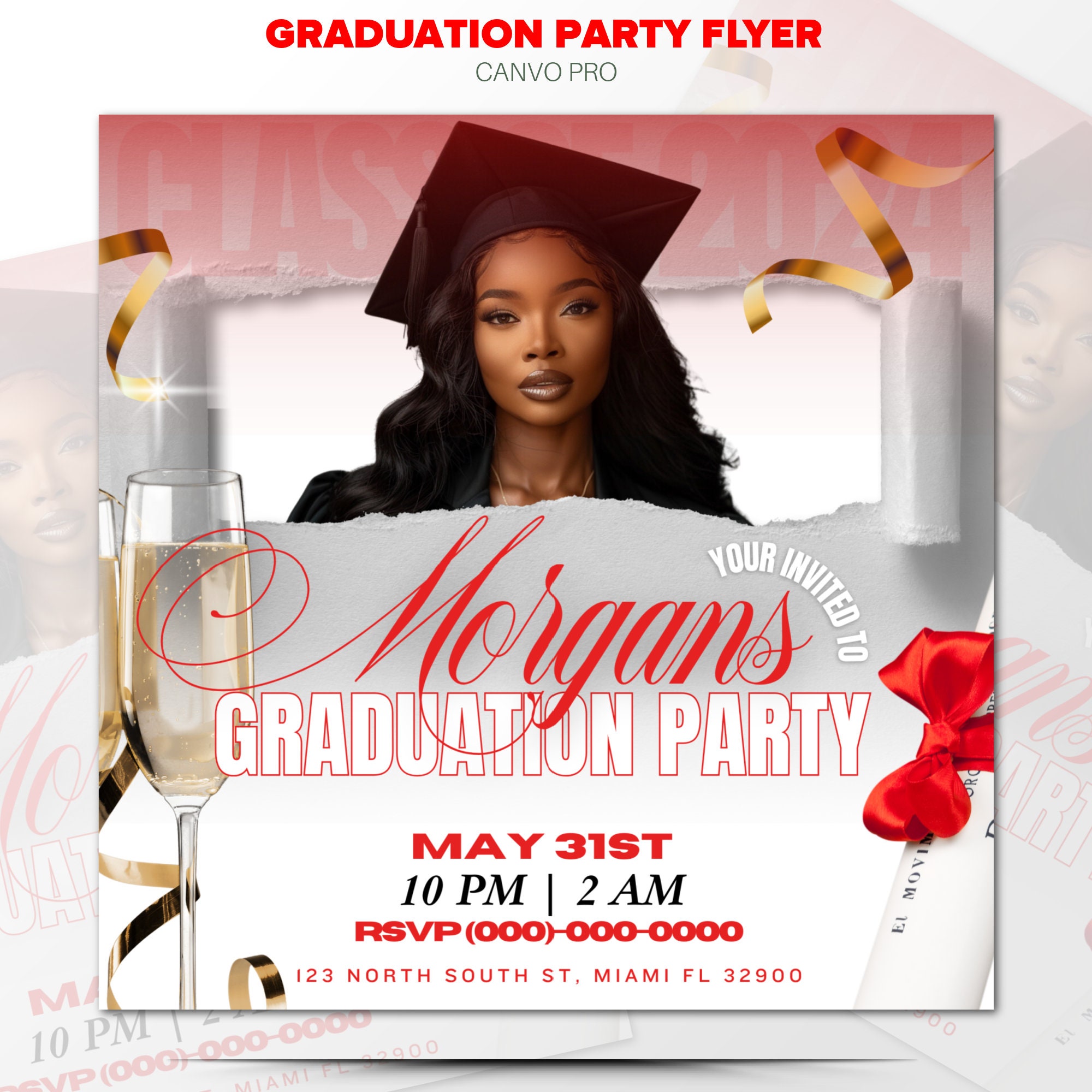 Graduation Party Flyer, DIY Flyer Template Design, Graduation Party ...