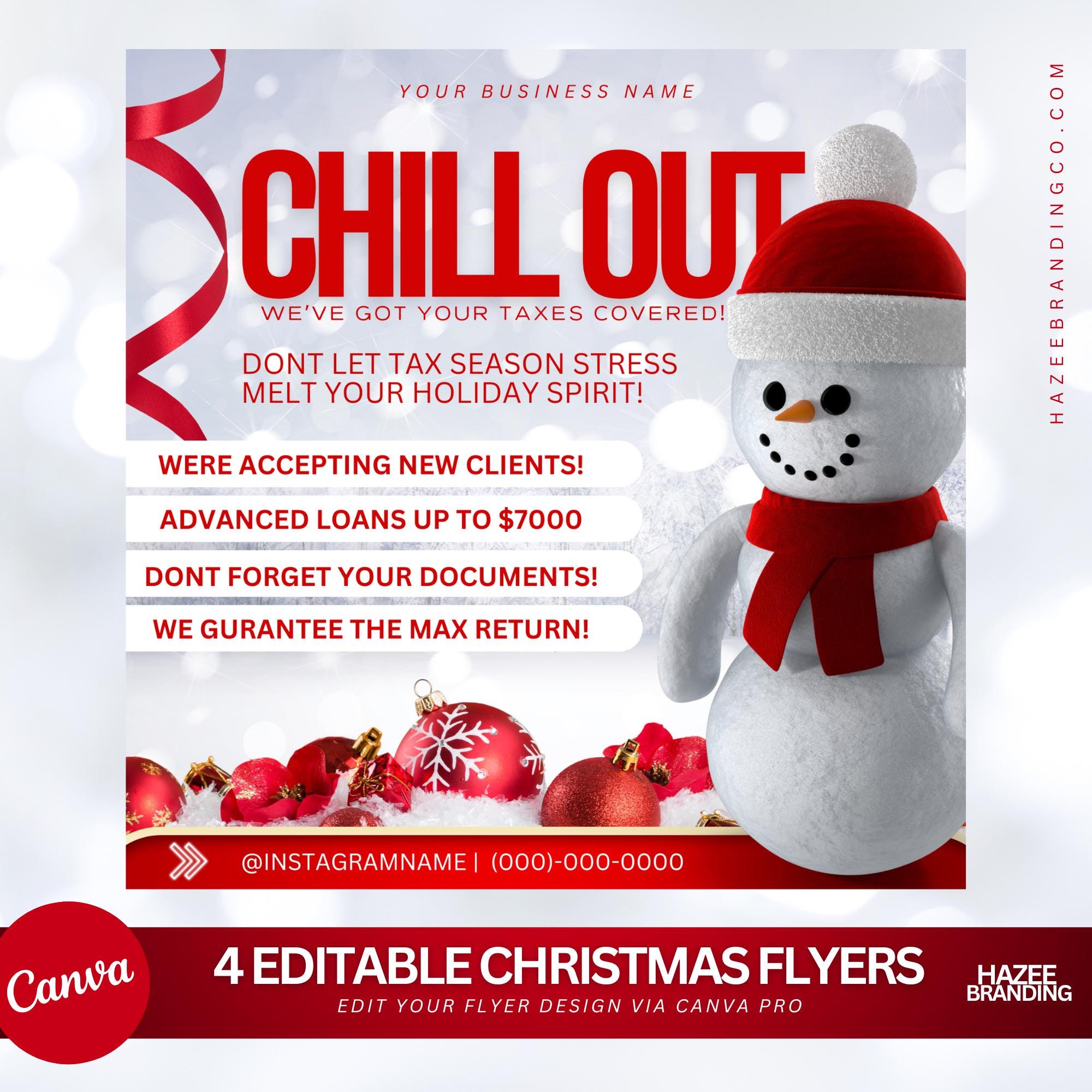 4 Christmas Tax Prep Bundle, Tax Professional, Tax Prep Flyer, Tax ...