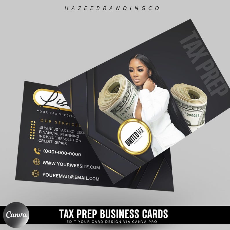 DIY Tax Business Card, Tax Prep Business Card, Tax Refund Business Card ...