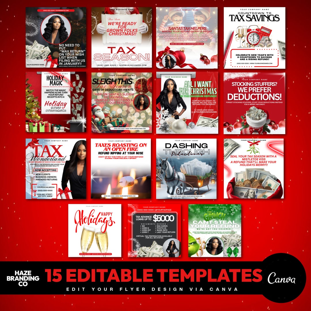 15 Christmas Tax Prep Bundle, Tax Prep, Tax Prep Flyer, Tax Flyer ...
