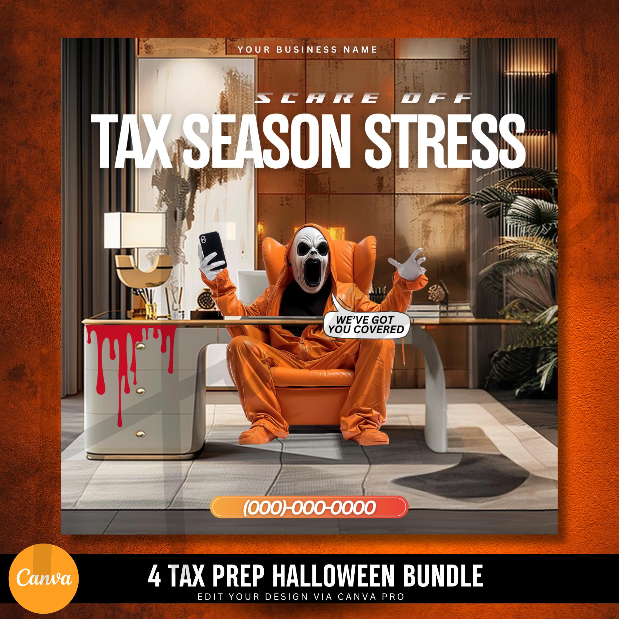 4 Halloween Tax Professional Templates | Tax Prep Flyer | Tax Season ...