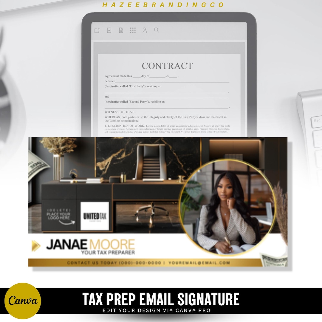 Tax Email Signature Template, Editable Tax Specialist Email Signature ...