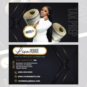 DIY Tax Business Card, Tax Prep Business Card, Tax Refund Business Card ...