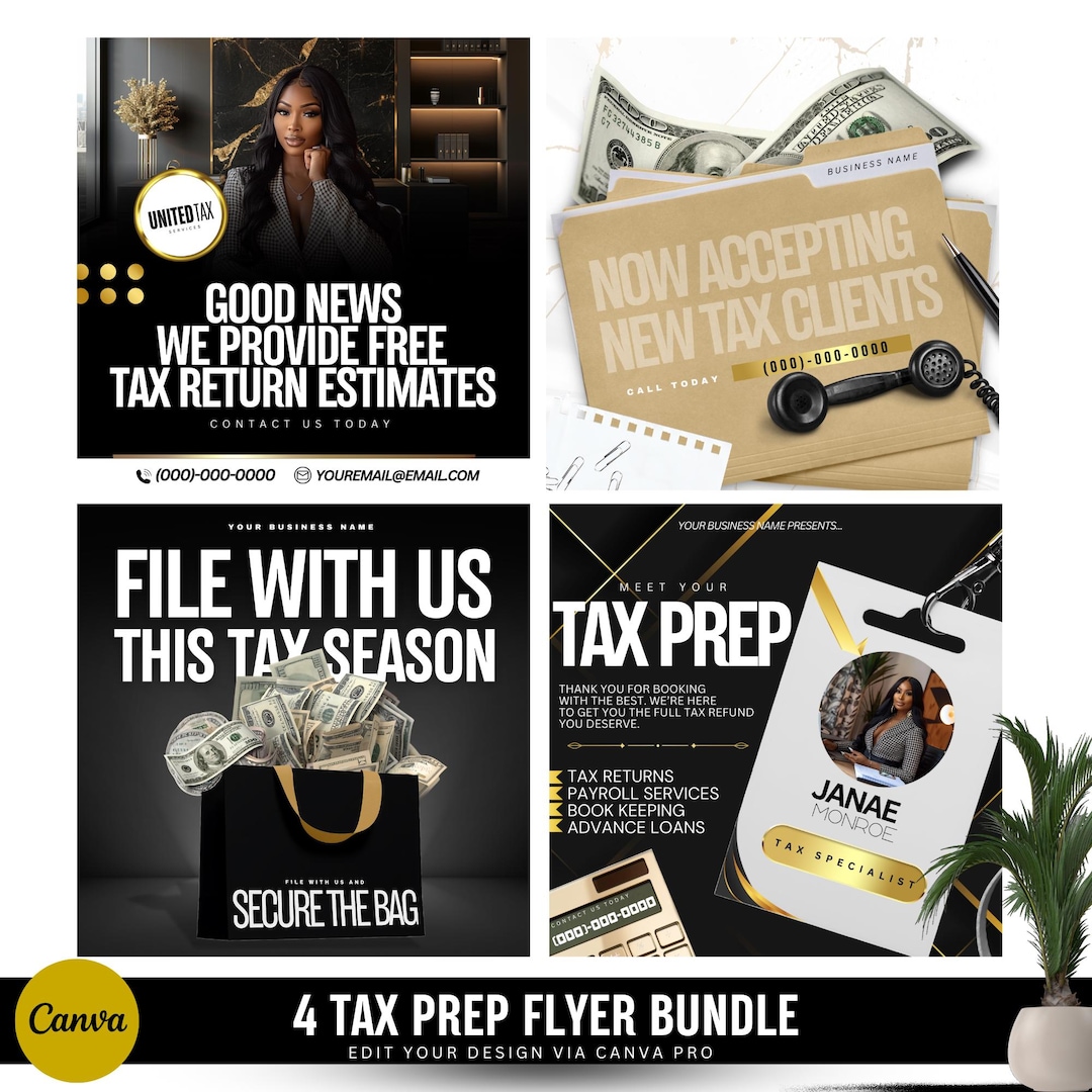 4 Tax Prep Flyers, Tax Prep Instagram, Tax Prep Flyer Bundle, Tax Flyer ...