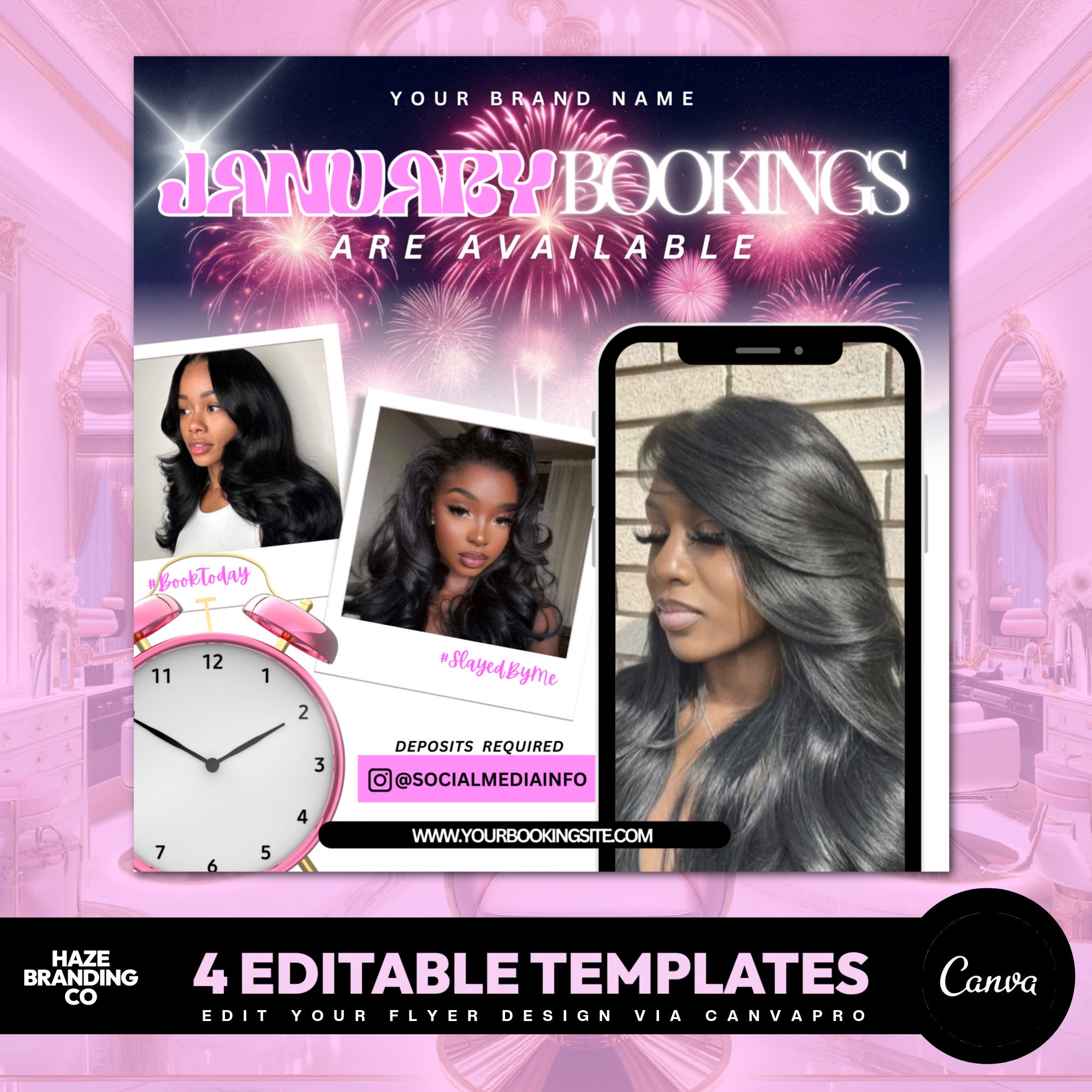 January Hair Flyer, January Flyer, Book Now Flyer, DIY Booking Flyer ...