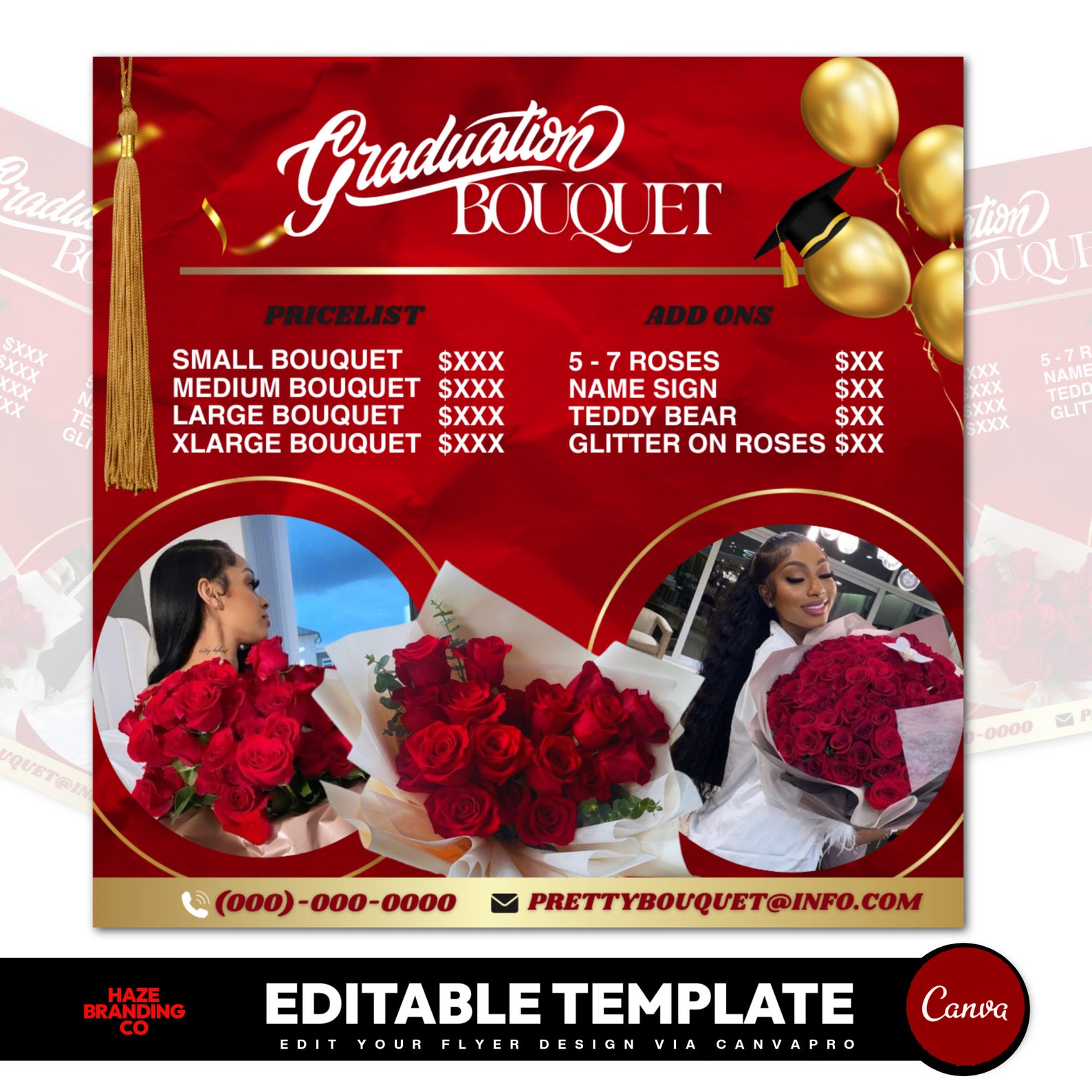 Graduation Bouquet Flyer, Graduation Flower Bouquet Flyer, Florist ...