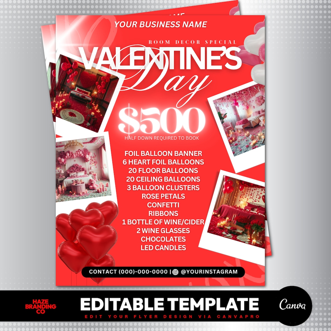 Romantic Hotel Decor Flyer, Party Rentals Flyer, DIY Flyer Template ...