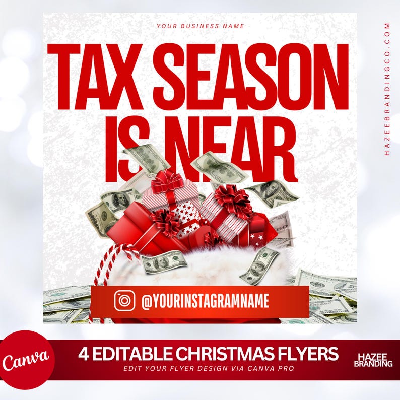 4 Christmas Tax Prep Bundle, Tax Professional, Tax Prep Flyer, Tax ...