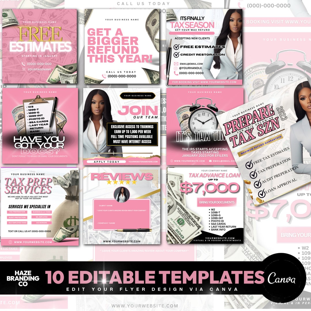 DIY Tax Prep Bundle, Tax Prep Instagram, Tax Prep Flyer Bundle, Tax ...