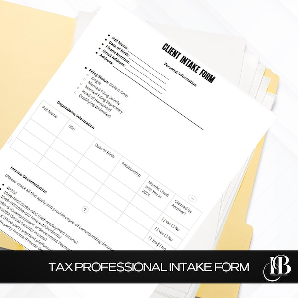 Client Intake Form Tax - Etsy