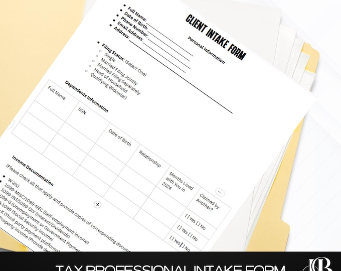 Tax Preparer Intake Forms | Custom Tax Office Forms | Tax Preparer ...