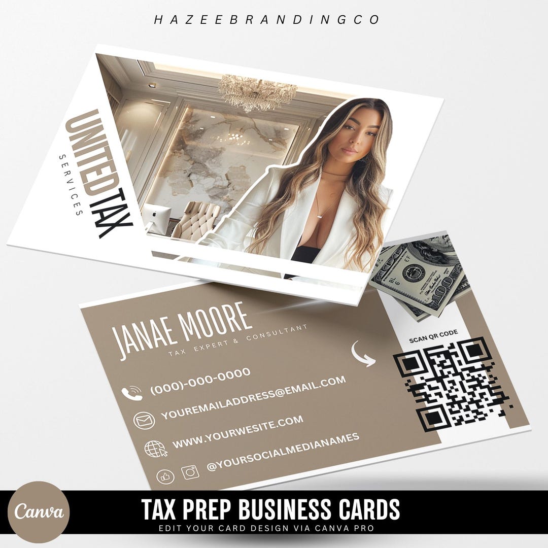 DIY Tax Business Card, Tax Prep Business Card, Tax Refund Business Card ...