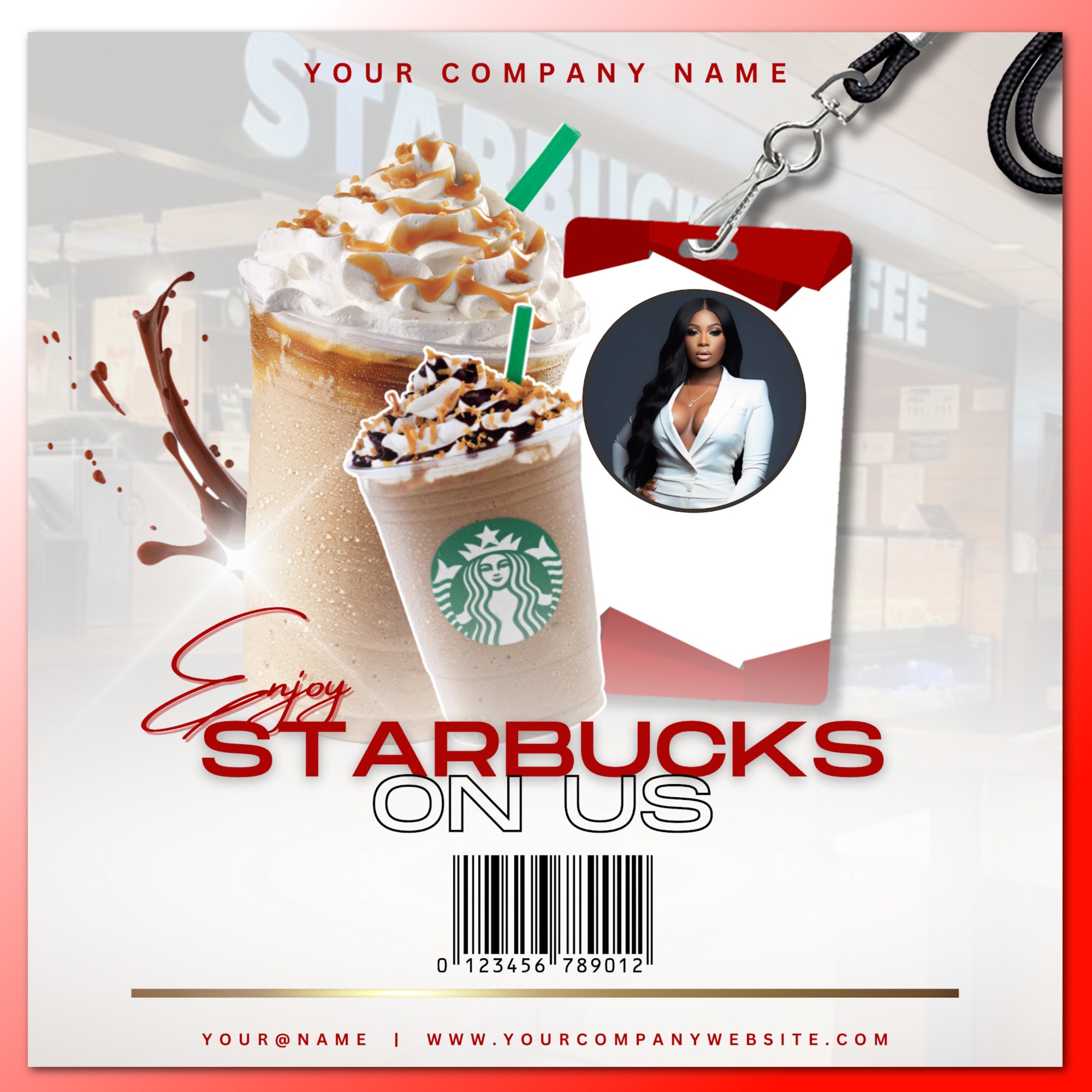 Starbucks Flyer, Coffee Treat Flyer, DIY Flyer Template Design, Starbucks Giveaway Flyer, Coffee ...