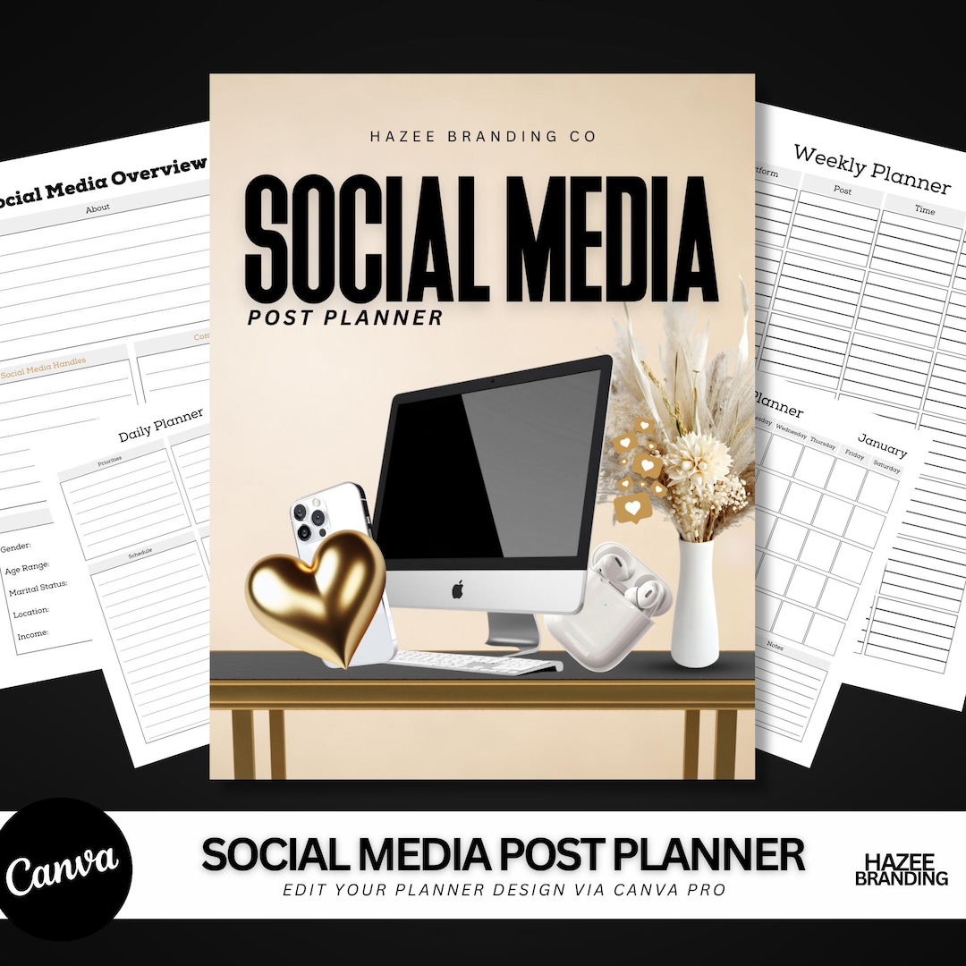Social Media Post Planner | Editable Planner | Digital Download Planner ...