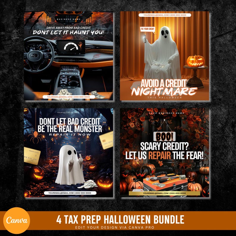 4 Halloween Credit Repair Flyers, Credit Restoration Templates, DIY ...